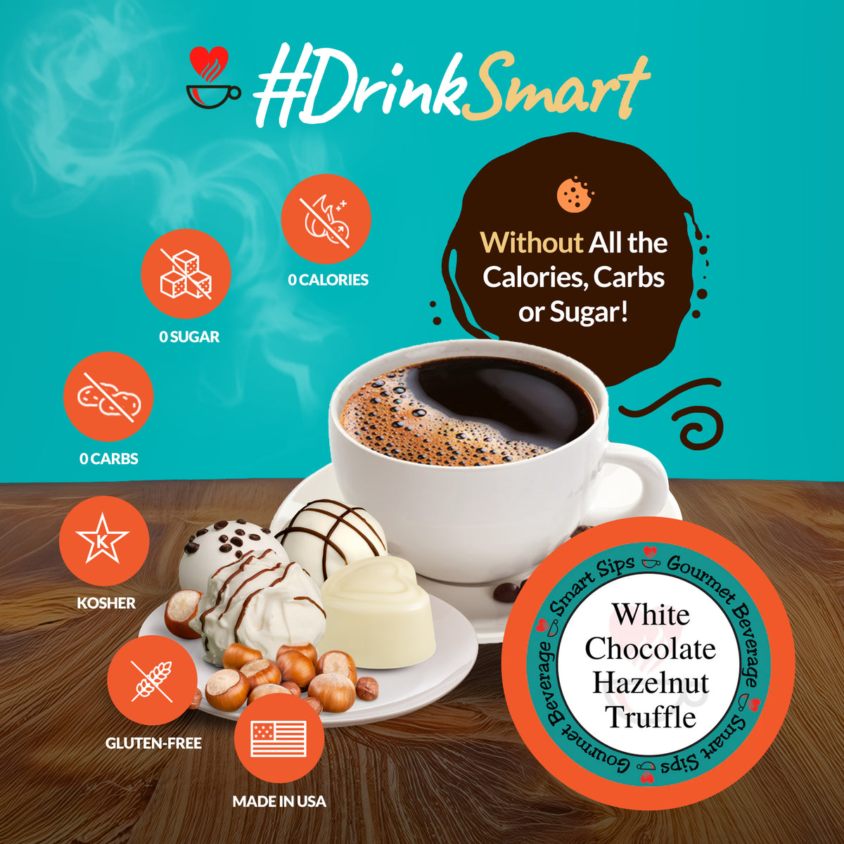 White Chocolate Hazelnut Truffle Coffee, Gourmet Flavored Coffee Pods ...